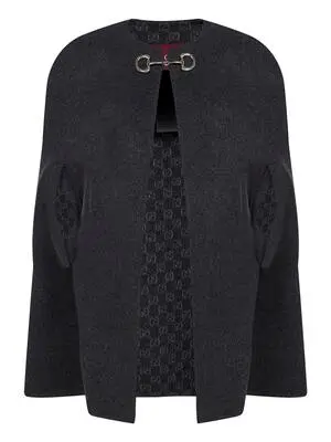 Gucci Wool And Silk Cape With Horsebit Closure - Multicolor