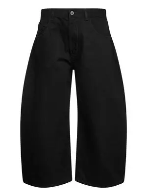 Attico Black Washed Denim Wide Cropped Jeans - Multicolor