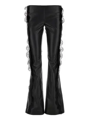 Off-White Lace Detailed Leather Pants - Multicolor