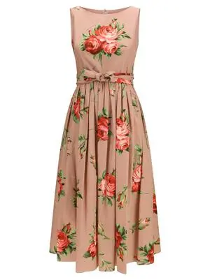 Dolce & Gabbana Cotton Rose Bouquet Print Dress - Multicolor