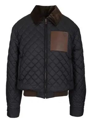 LOEWE LOEWE Quilted Technical Fabric Jacket With Corduroy Collar And Leather Pocket