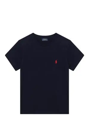 Polo Ralph Lauren Navy Cotton T-shirt With Embroidered Logo - Blue