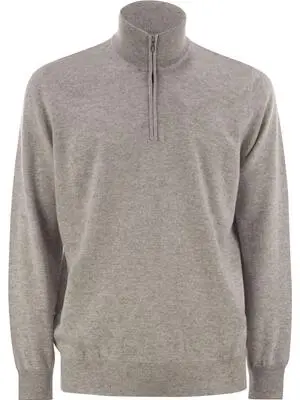 Brunello Cucinelli BRUNELLO CUCINELLI High-Neck Zip-Opening Cashmere Sweater Multicolor