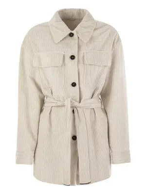 Brunello Cucinelli Corduroy Safari-style Jacket With Jewellery Embellishment - Multicolor