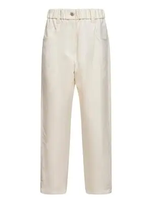 Brunello Cucinelli Fluid Twill Baggy Trousers With Monili - Multicolor