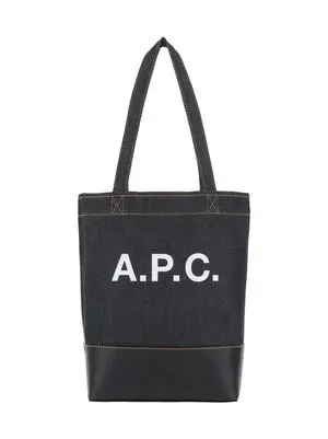 A.p.c. Denim Tote Bag With Leather Base - Multicolor
