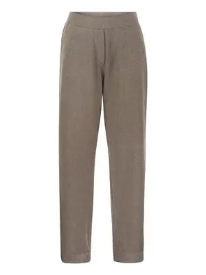 Brunello Cucinelli English Rib Cotton And Viscose Pants - Cream