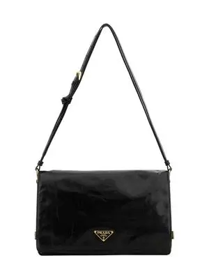 Prada Medium Leather Shoulder Bag - Black