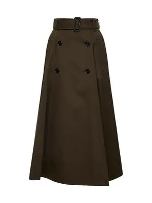 Burberry Juniper Green Gabardine Midi Trench Skirt - Multicolor
