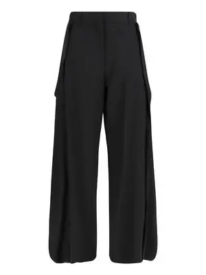 LOEWE LOEWE Draped Wool Trousers With Embroidered Logo