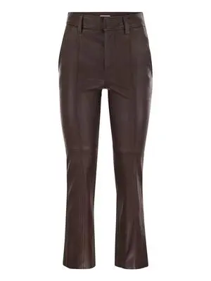 Brunello Cucinelli BRUNELLO CUCINELLI Stretch Nappa Leather Square Cigarette Trousers With Jewellery Embellishment Multicolor