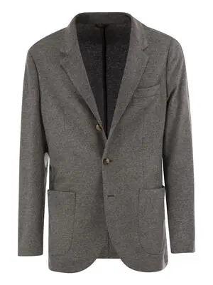 Brunello Cucinelli Brunello Cucinelli Men Cashmere Jersey Blazer With Patch Pockets Gray