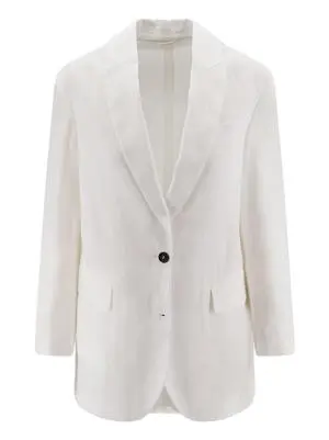 Brunello Cucinelli White Cotton Blazer - Multicolor