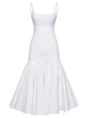 Jacquemus White Cotton Poplin Flared Midi Dress - Multicolor