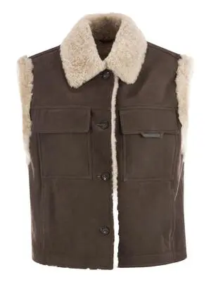 Brunello Cucinelli Sleeveless Shearling Vest - Brown