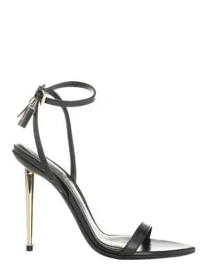 TOM FORD Padlock Leather Stiletto Sandals - Black
