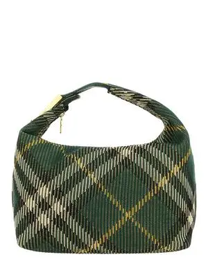 BURBERRY BURBERRY Green Plaid Patterned Hobo Bag