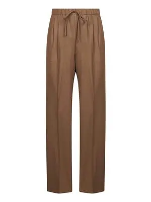 Max Mara Tobacco Stretch Cashmere Gatti Drawstring Trousers - Multicolor