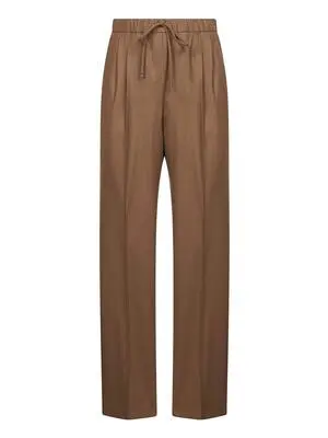 Max Mara Tobacco Stretch Cashmere Gatti Drawstring Trousers - Multicolor