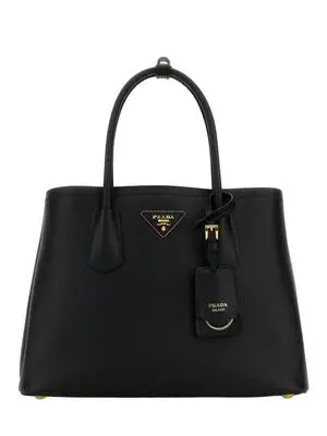 Prada Leather Small Double Handbag - Black