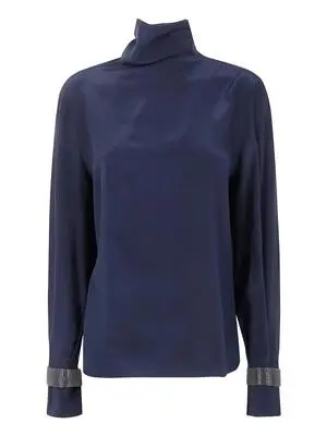 Brunello Cucinelli BRUNELLO CUCINELLI Silk Blouse With Decorative Cuffs Multicolor