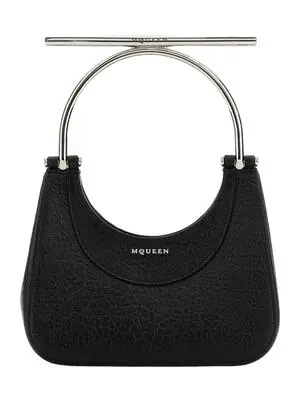 Alexander McQueen Leather Mini Handbag With Silver Metal Finishing - Black