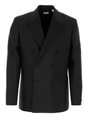Burberry Double Breasted Wool Blend Blazer - Black