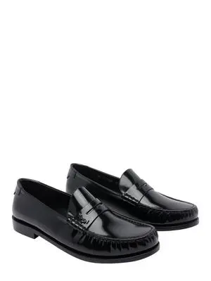 Prada Loafers In Grained Leather - Green