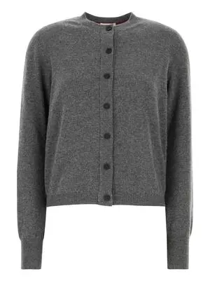 FERRAGAMO Dark Grey Stretch Cashmere Blend Cardigan - Gray