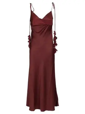 SELF-PORTRAIT Satin Midi Dress With Floral Detail - Multicolor