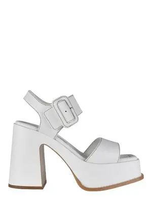 Stella McCartney Platform Sandals With Buckle Closure And Contrast Stitching - White