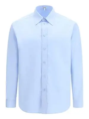 Loewe Classic Cotton Shirt With Embroidered Anagram Logo - Blue