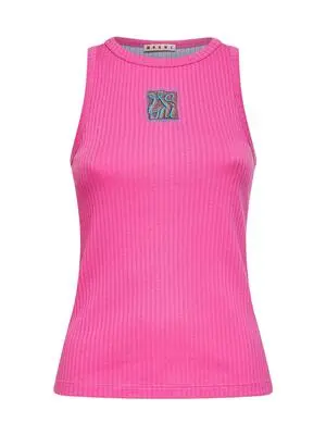 Marni Ribbed Cotton Logo Tank Top - Multicolor