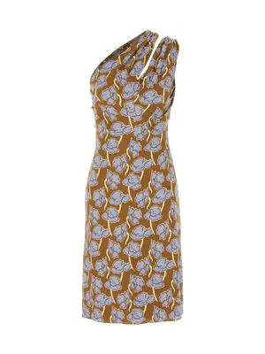 Versace Printed Stretch Crepe One-shoulder Dress - Multicolor