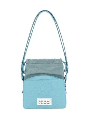 MAISON MARGIELA 5ac Bucket Bag In Leather And Fabric - Blue