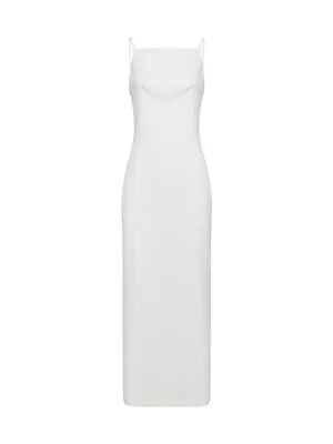 Givenchy Ivory Crepe Cady Long Dress With Slit - Multicolor