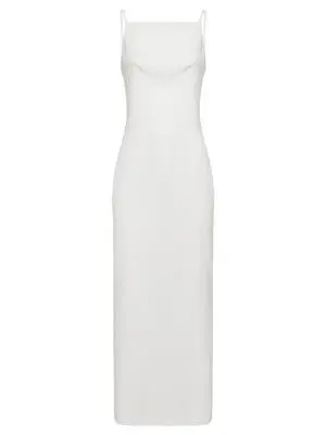Givenchy Ivory Crepe Cady Long Dress With Slit - Multicolor