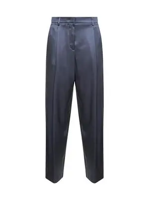Giorgio Armani Light Blue Double Silk Satin One-pleat Trousers - Multicolor