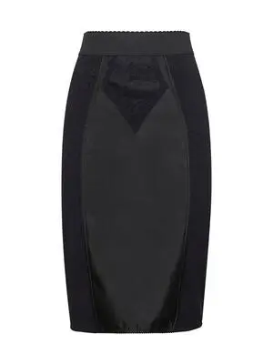 Dolce & Gabbana Black Lace And Marquisette Elastic Midi Skirt - Multicolor