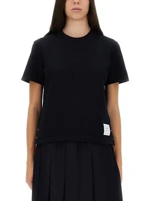 Thom Browne T-shirt With Stripes - Blue