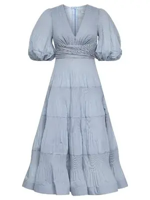Zimmermann Steel Blue Pleated Midi Dress - Multicolor