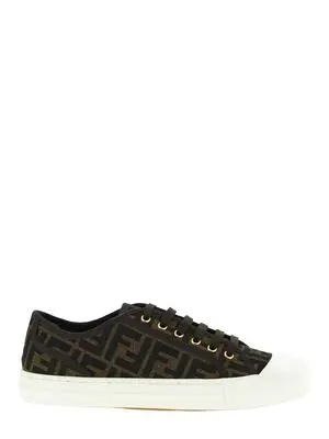 Fendi Chunky Jacquard Logo Lace-up Sneakers - Brown