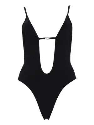 DIESEL® Deep Plunge One-piece Swimsuit With Clasp Detail - Black