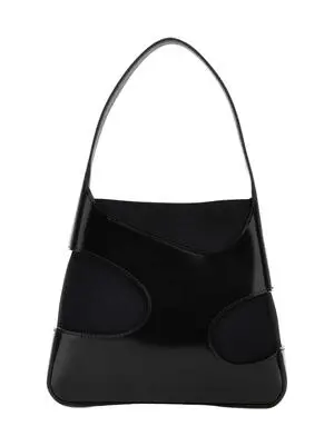 FERRAGAMO Leather And Canvas Cut Out Handbag - Black