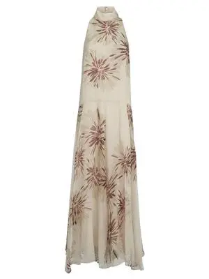 Brunello Cucinelli Long Printed Silk Dress - Multicolor