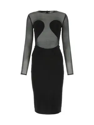 Alaïa Black Mesh Paneled Dress - Multicolor