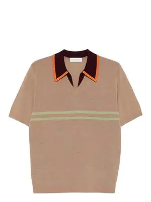 Dries Van Noten Striped Polo - Brown