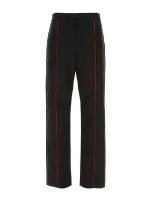 FERRAGAMO Salvatore Polyester Blend Pants With Contrast Stitching - Black