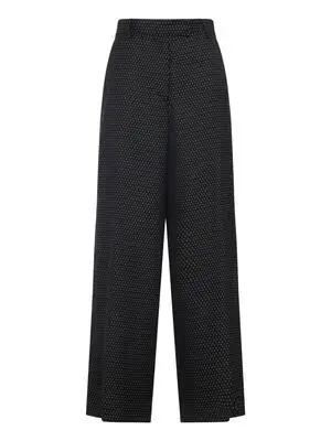 Dries Van Noten Geometric Pattern Wide Leg Trousers - Black