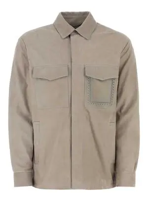 Etro Dove Grey Suede Shirt - Gray